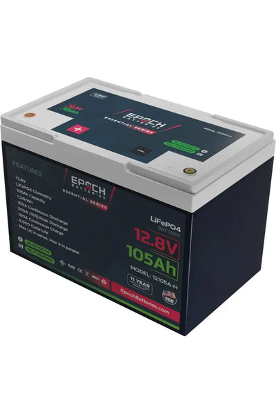 Epoch Batteries 12V 105Ah - Group 24 - Heated & Bluetooth LiFePO4 Batt – Renewable Outdoors