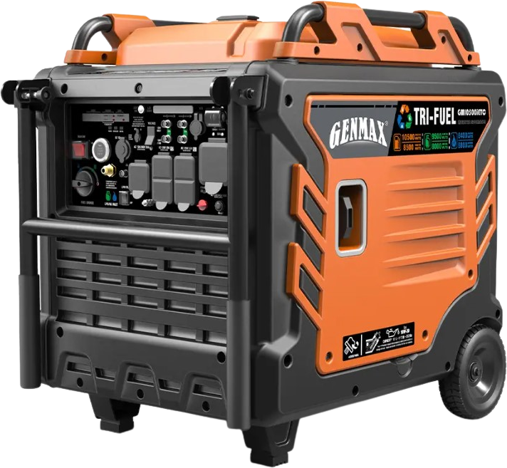 GENMAX GM10500iETC Tri-Fuel Inverter Generator 8500W/10500W 50 Amp Rem ...