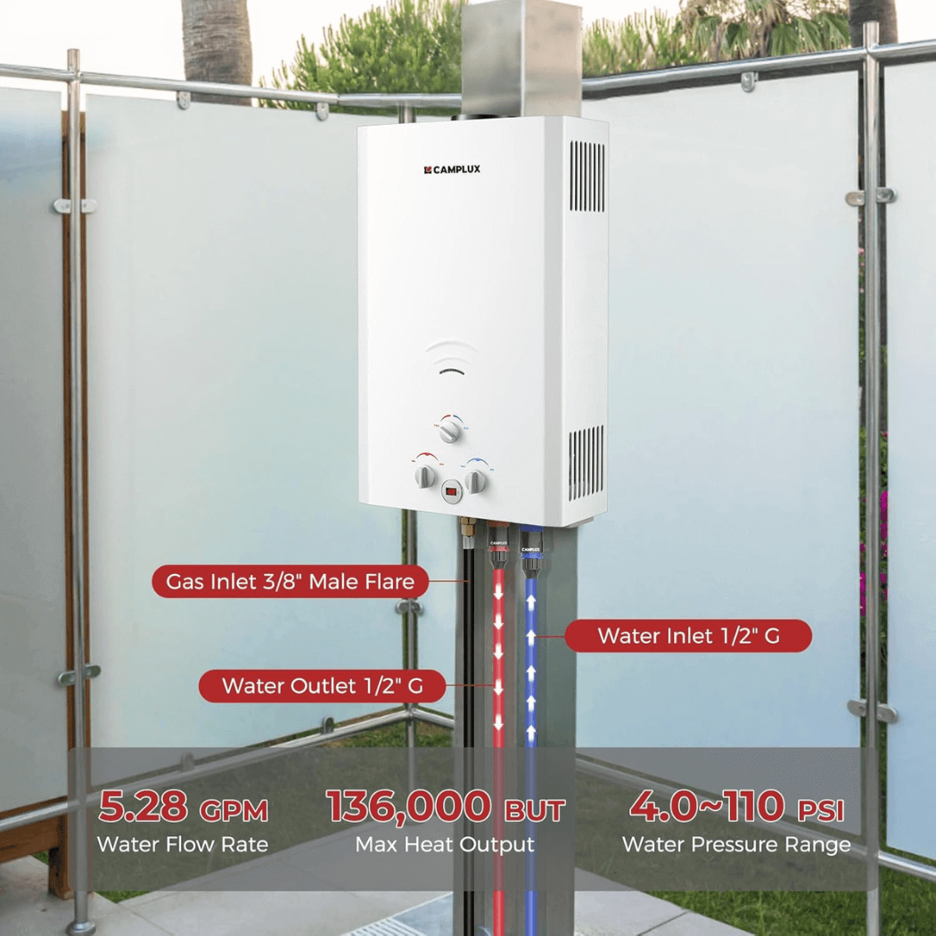Camplux Pro Outdoor Propane Water Heater, Pool Heater — Renewable Outdoors