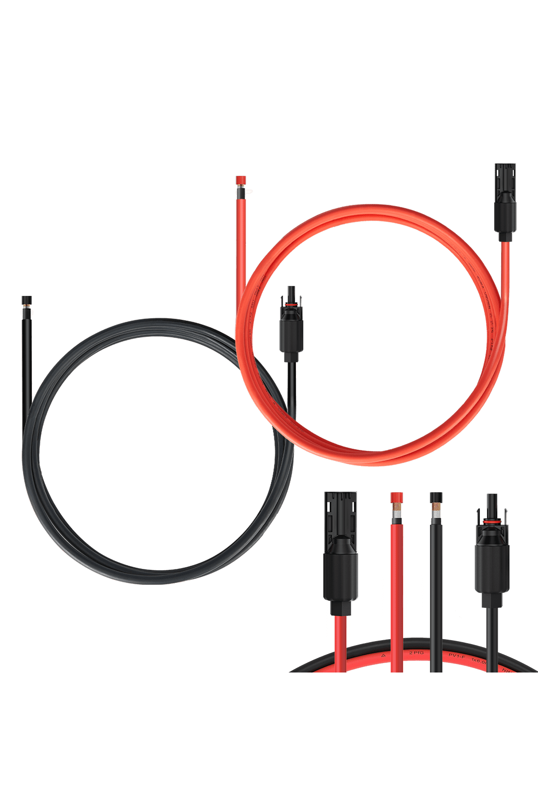BougeRV Solar Extension Cable with Extra Free Connectors(xx FT Red+xx ...